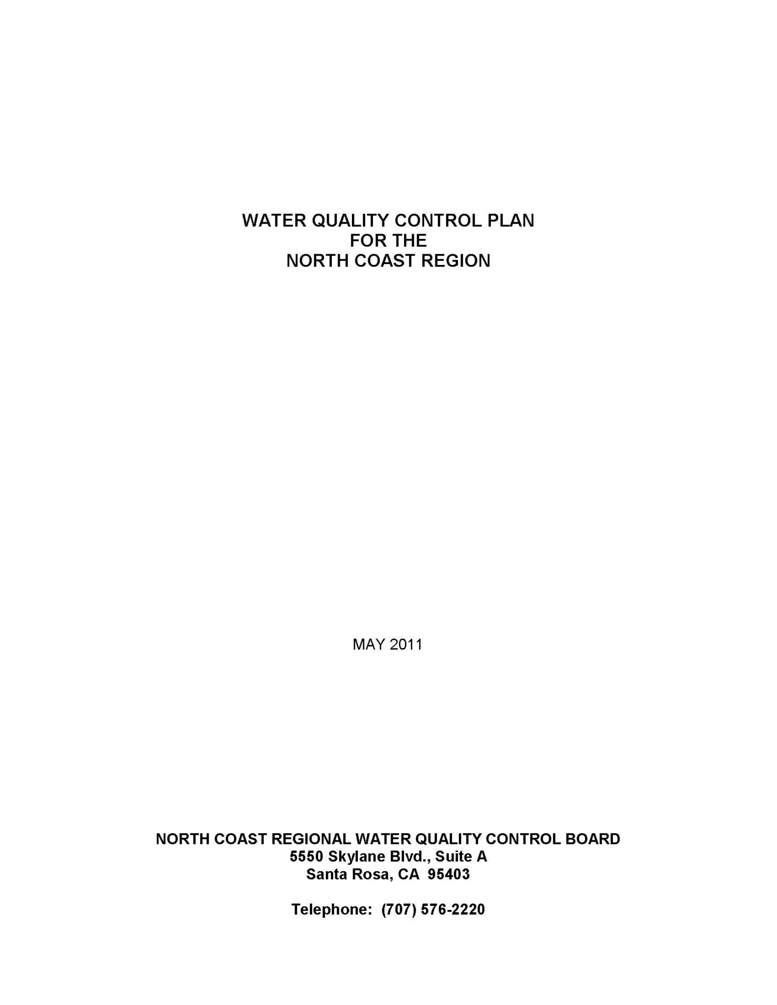 Water Quality Control Plan for the North Coast Region – California ...