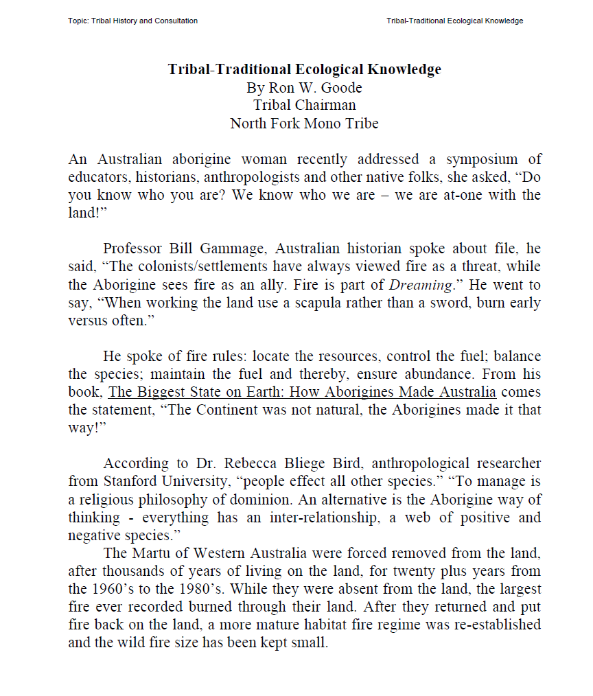 Tribal-Traditional Ecological Knowledge and the Use of Fire ...