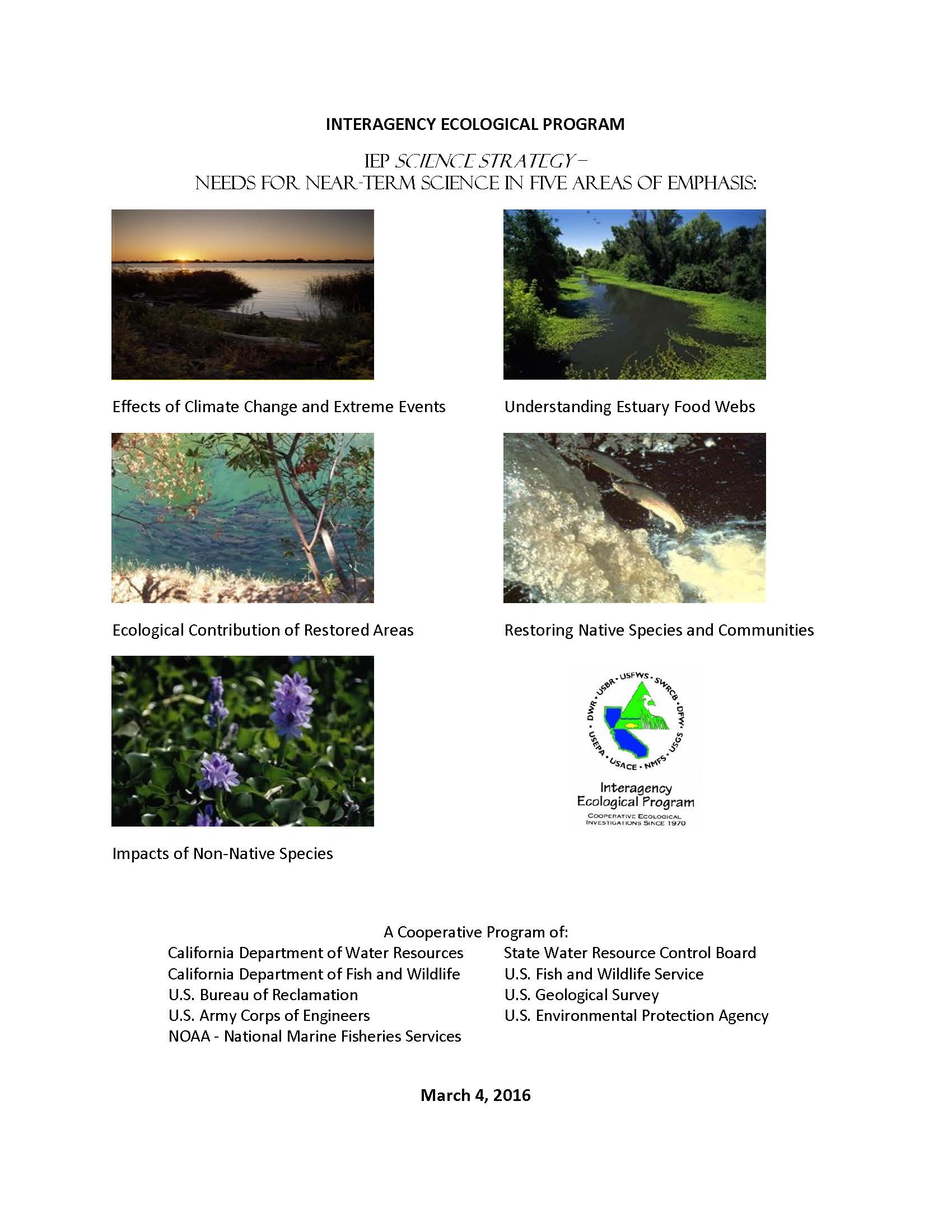 Interagency Ecological Program Science Strategy: Needs for near-term ...