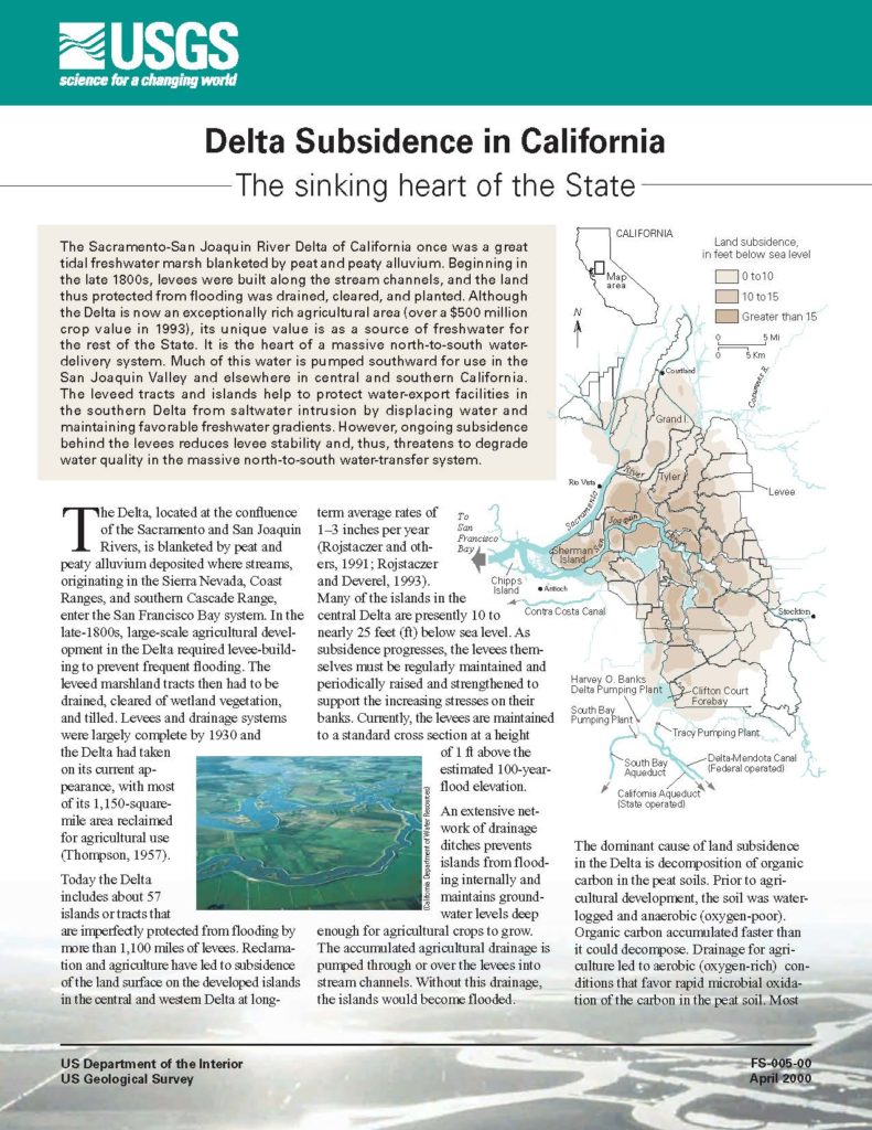 Delta Subsidence in California: The sinking heart of the state ...