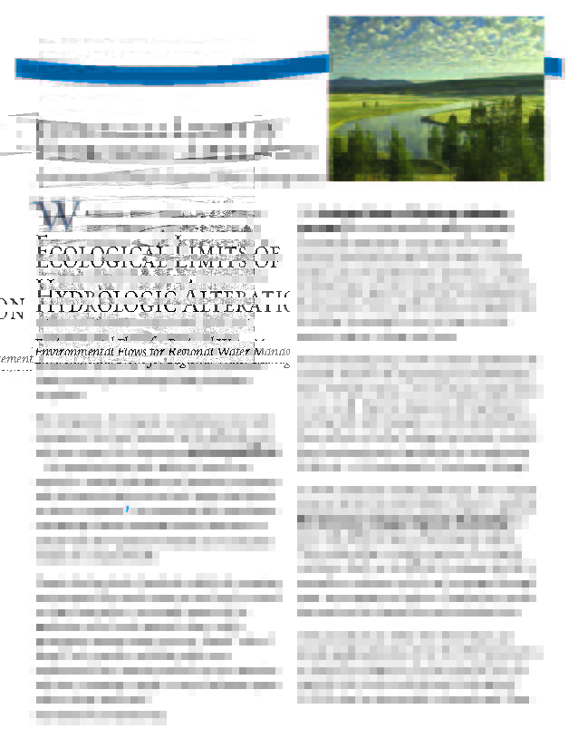 Ecological Limits of Hydrologic Alteration: Environmental Flows for ...