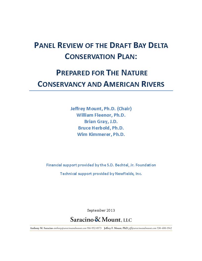 Independent Panel Review of the Bay Delta Conservation Plan prepared ...