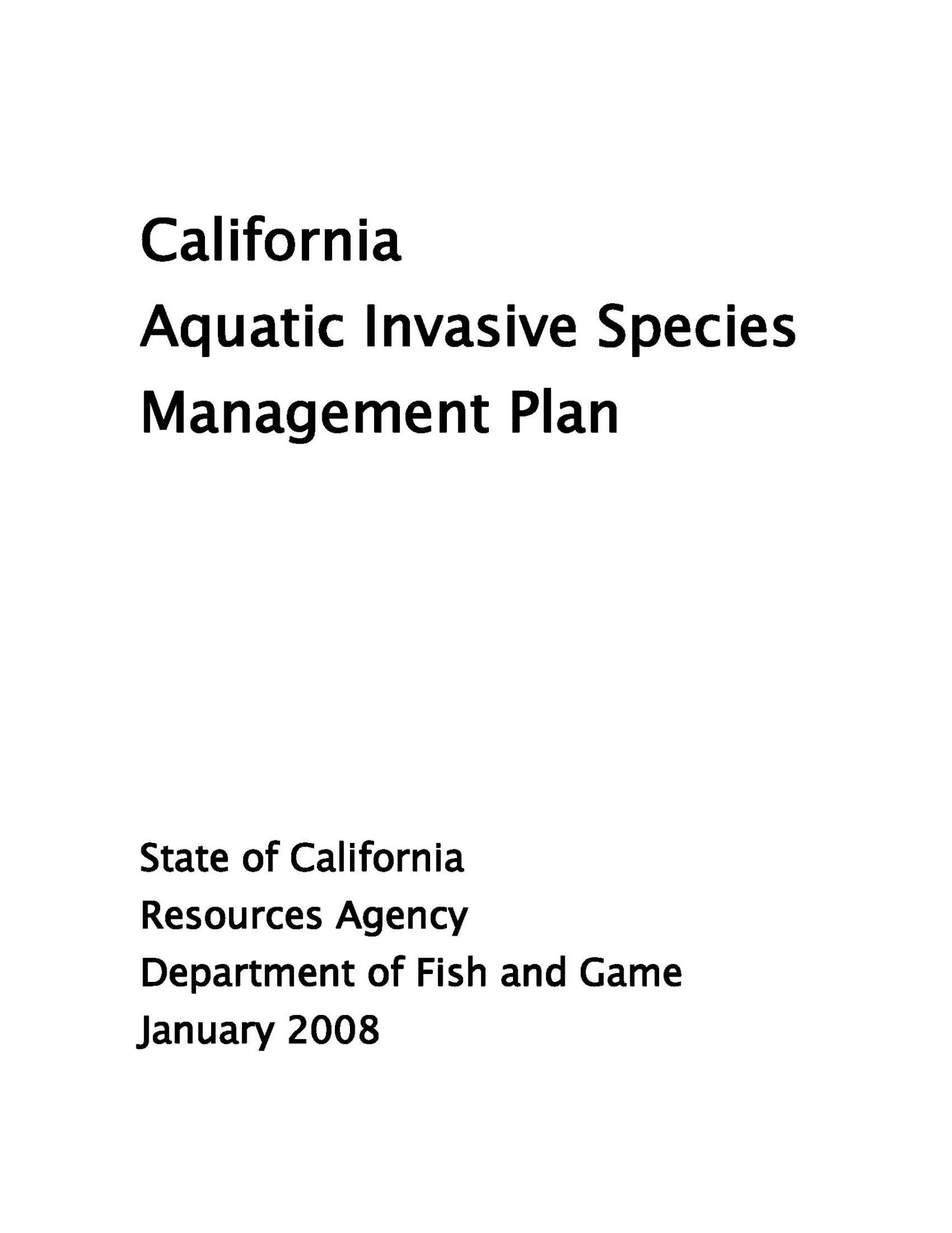 California Aquatic Invasive Species Management Plan – California Water ...
