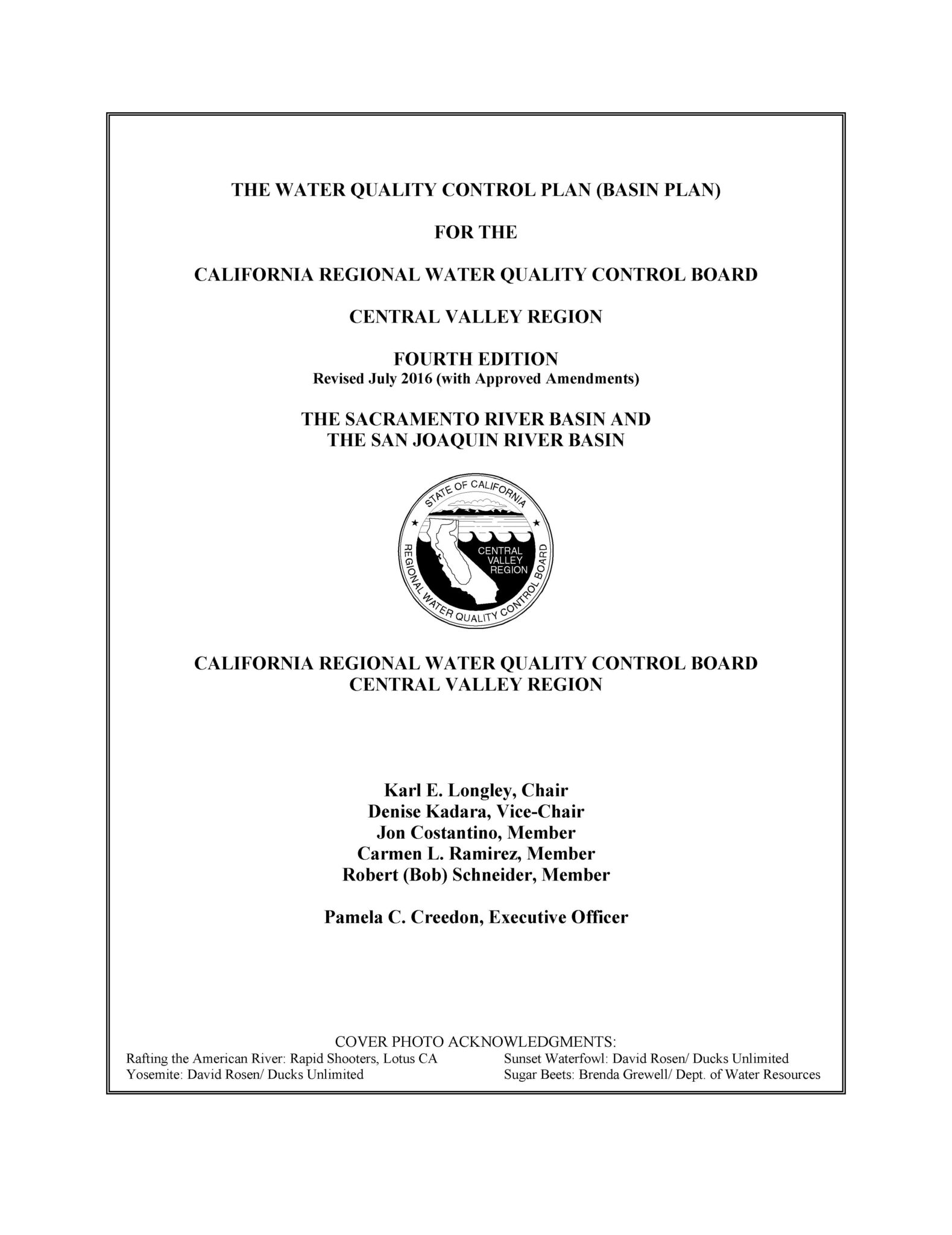 Water Quality Control Plan for the Sacramento and San Joaquin Basins ...
