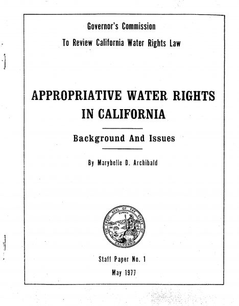 Appropriative Water Rights in California: Background and Issues ...