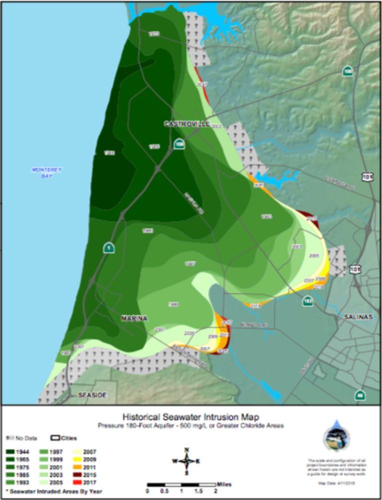 Historical Seawater Intrusion Map Pressure 180-Foot Aquifer – 500 mg/L ...