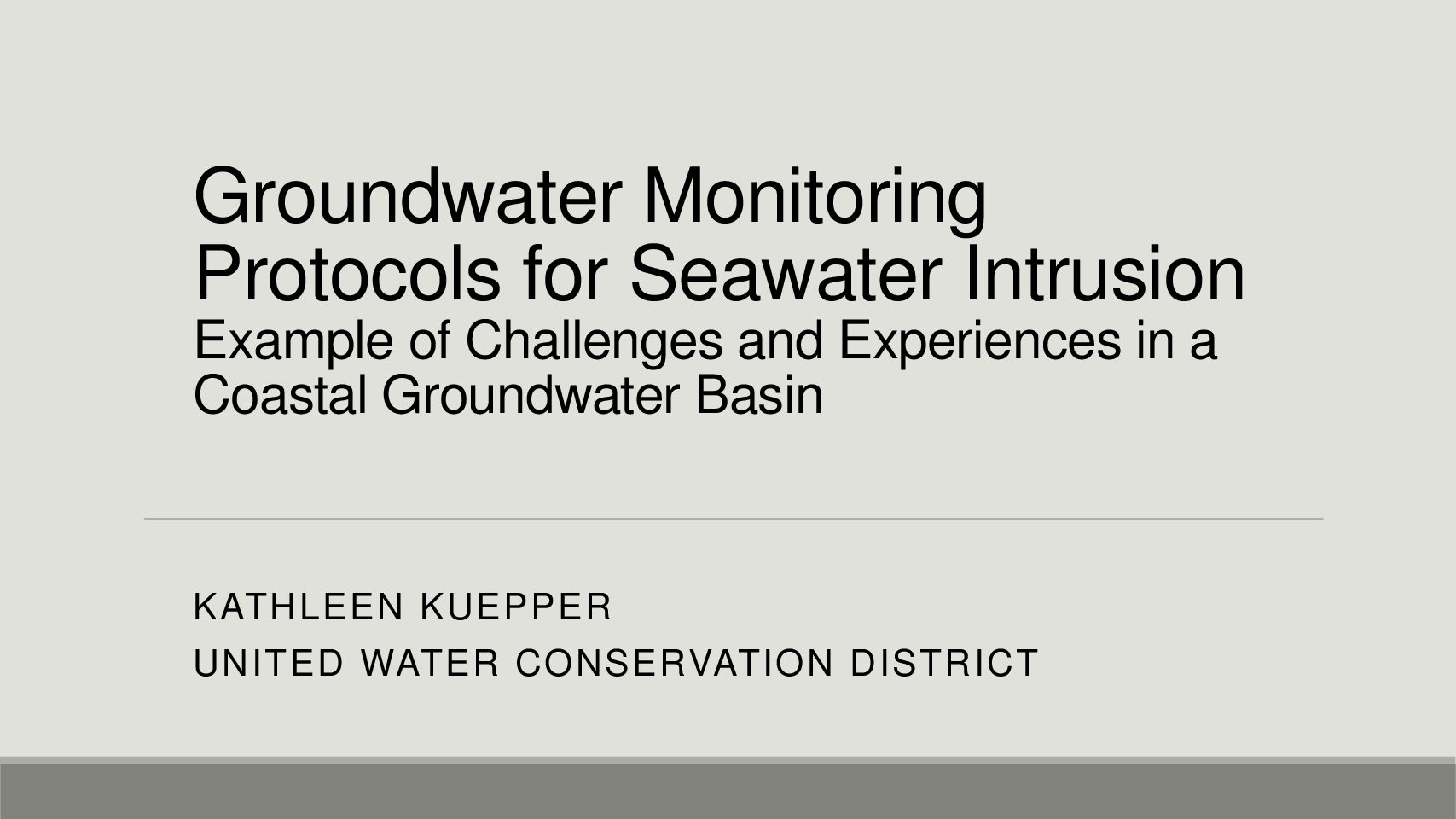Groundwater Monitoring Protocols for Seawater Intrusion: Example of ...