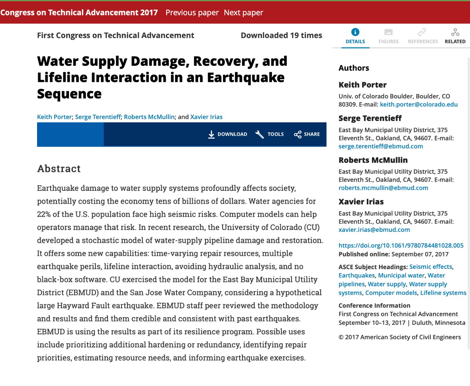 Water Supply Damage, Recovery, and Lifeline Interaction in an ...