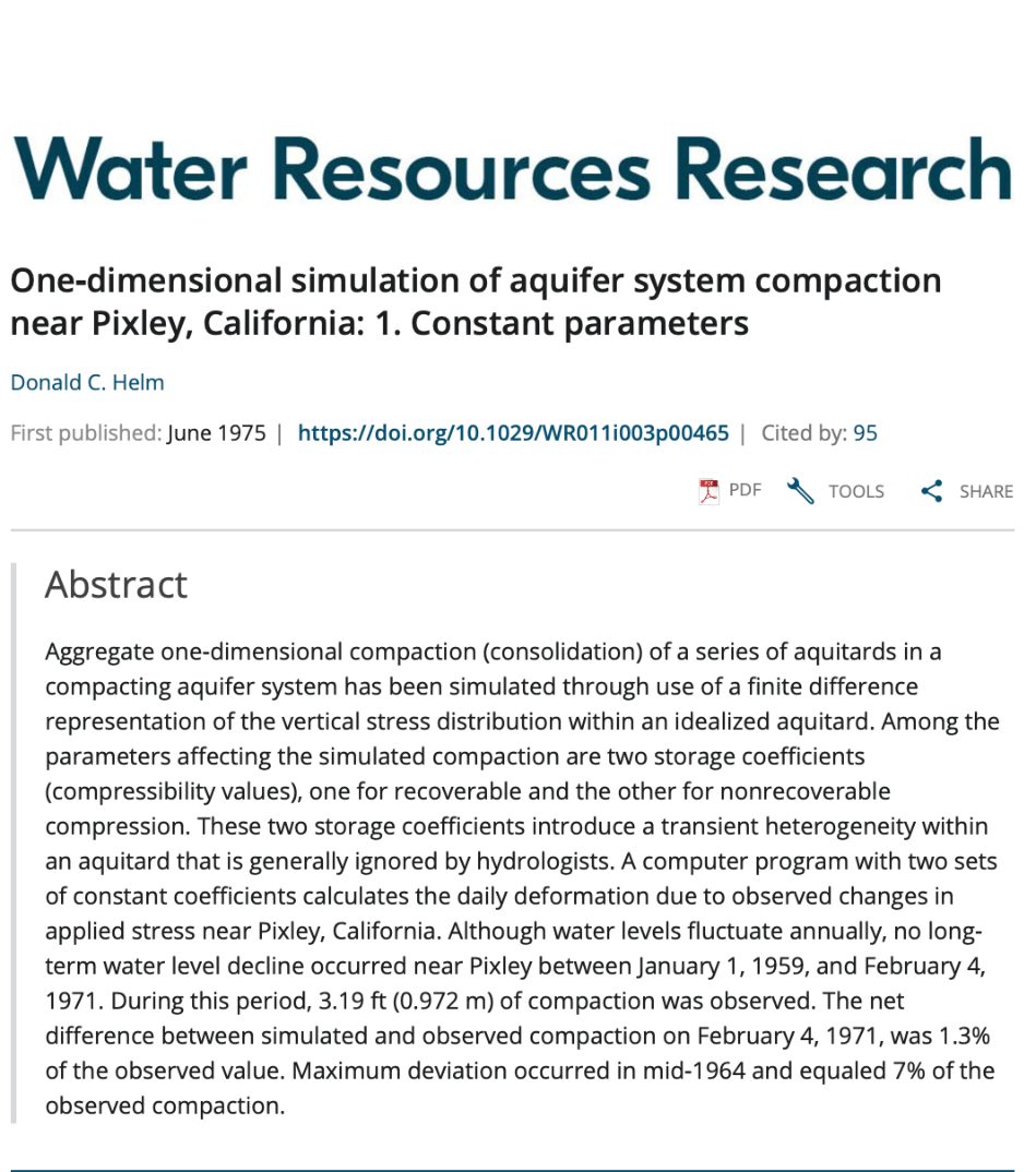 One‐dimensional simulation of aquifer system compaction near Pixley, California: 1. Constant ...