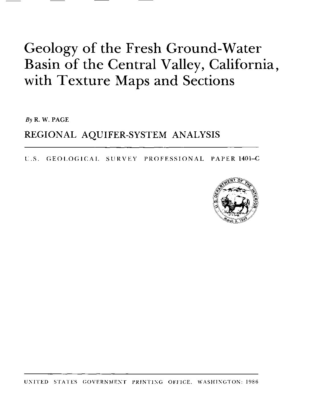 Geology of the fresh ground‐water basin, Central Valley, California ...