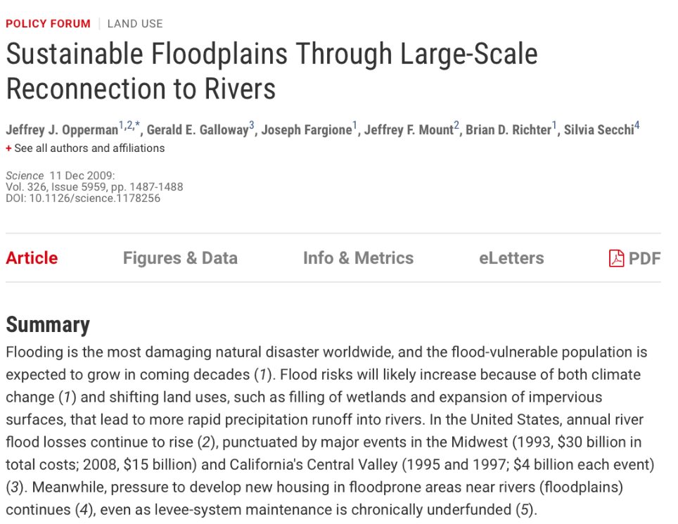 Sustainable floodplains through large-scale reconnection to rivers ...