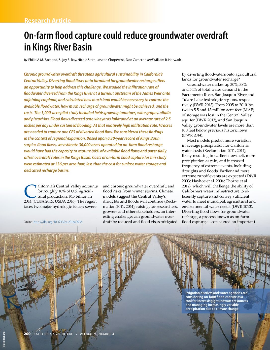 On-farm flood capture could reduce groundwater overdraft in Kings River ...