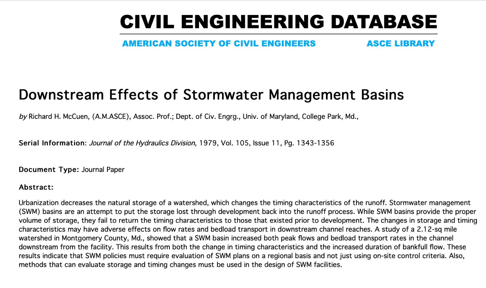 Downstream Effects of Stormwater Management Basins – California Water ...