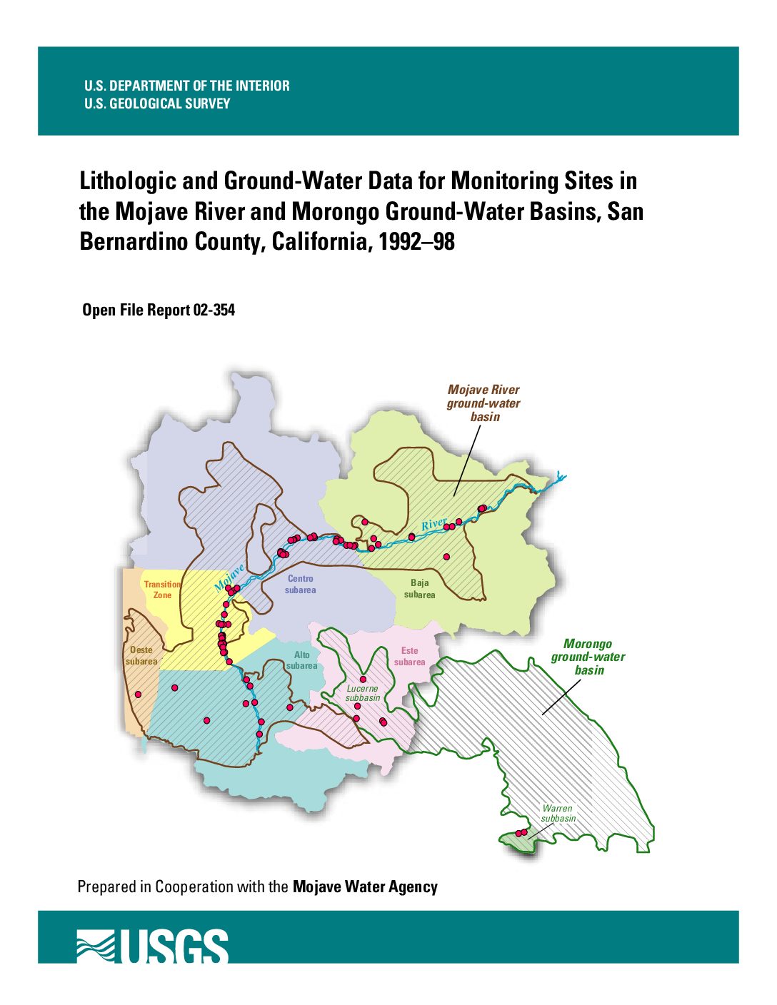 Lithologic and ground-water data for monitoring sites in the Mojave ...