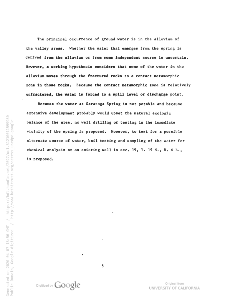 A geohydrologic reconnaissance of the Saratoga Spring area, Death ...