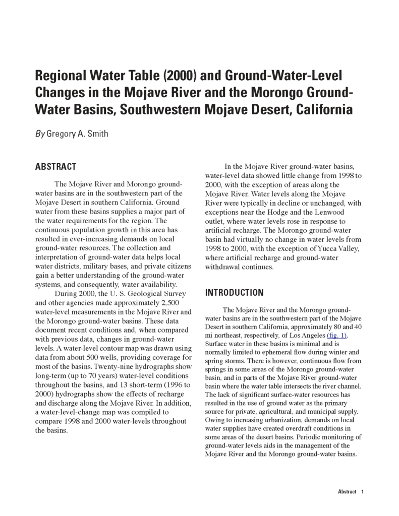 Regional Water Table (2000) and Ground-Water-Level Changes in the ...