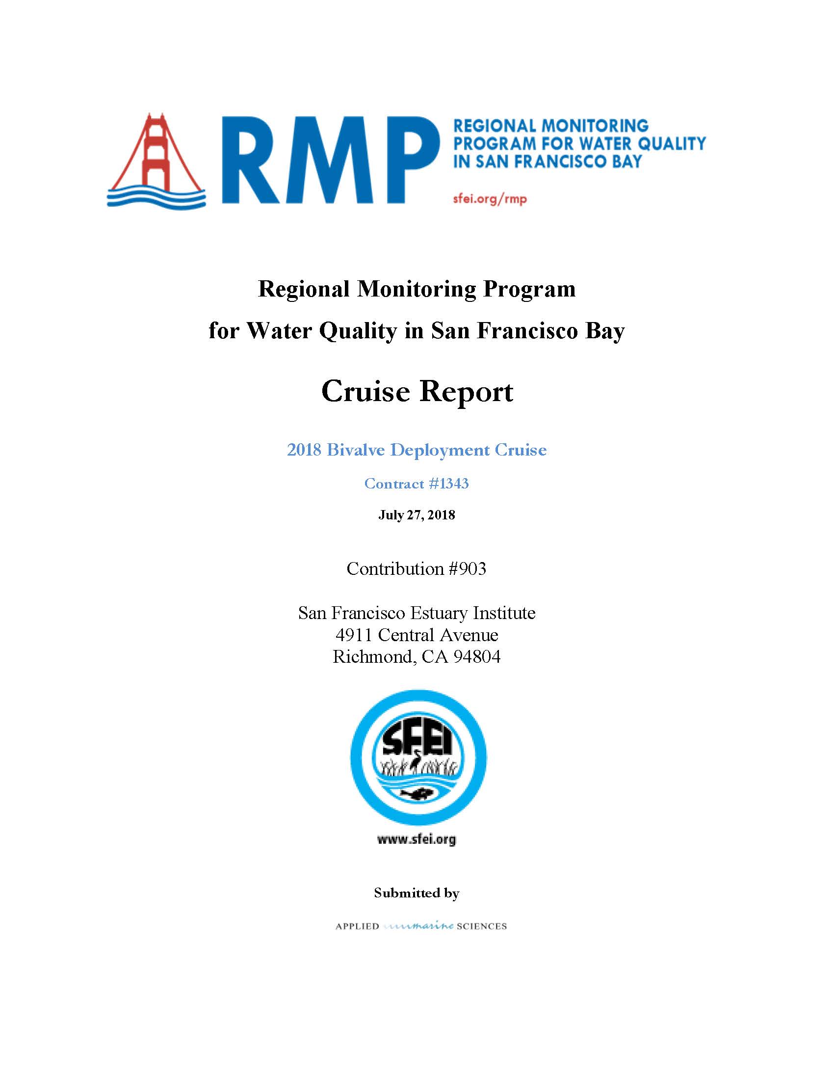2018 Regional Monitoring Program (RMP) Bivalve Deployment Cruise Report ...