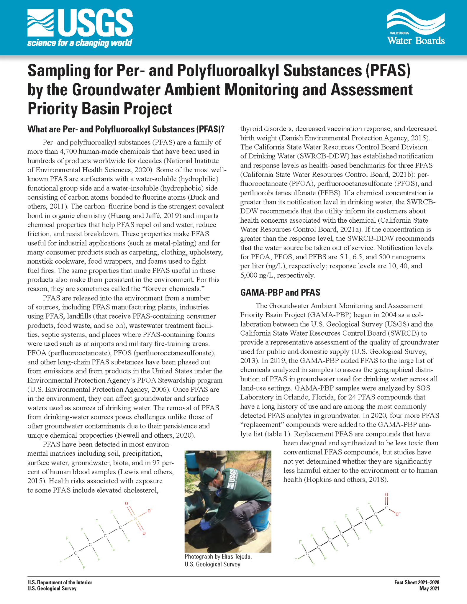 Sampling for Per- and Polyfluoroalkyl Substances (PFAS) by the Groundwater Ambient Monitoring ...